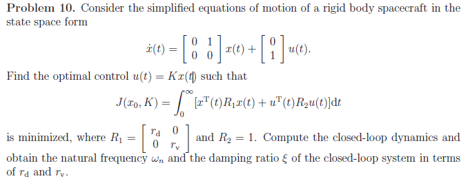 Solved Problem 10. Consider the simplified equations of | Chegg.com