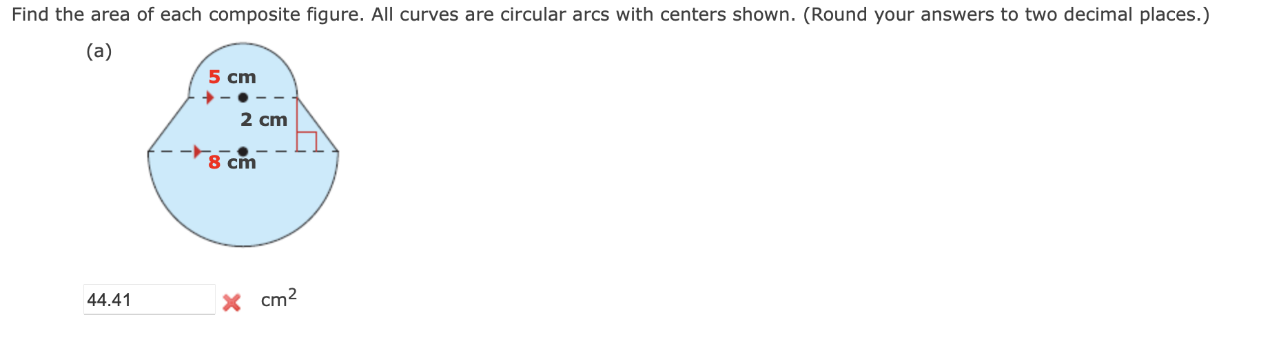 Solved Find the area of each composite figure. All curves | Chegg.com