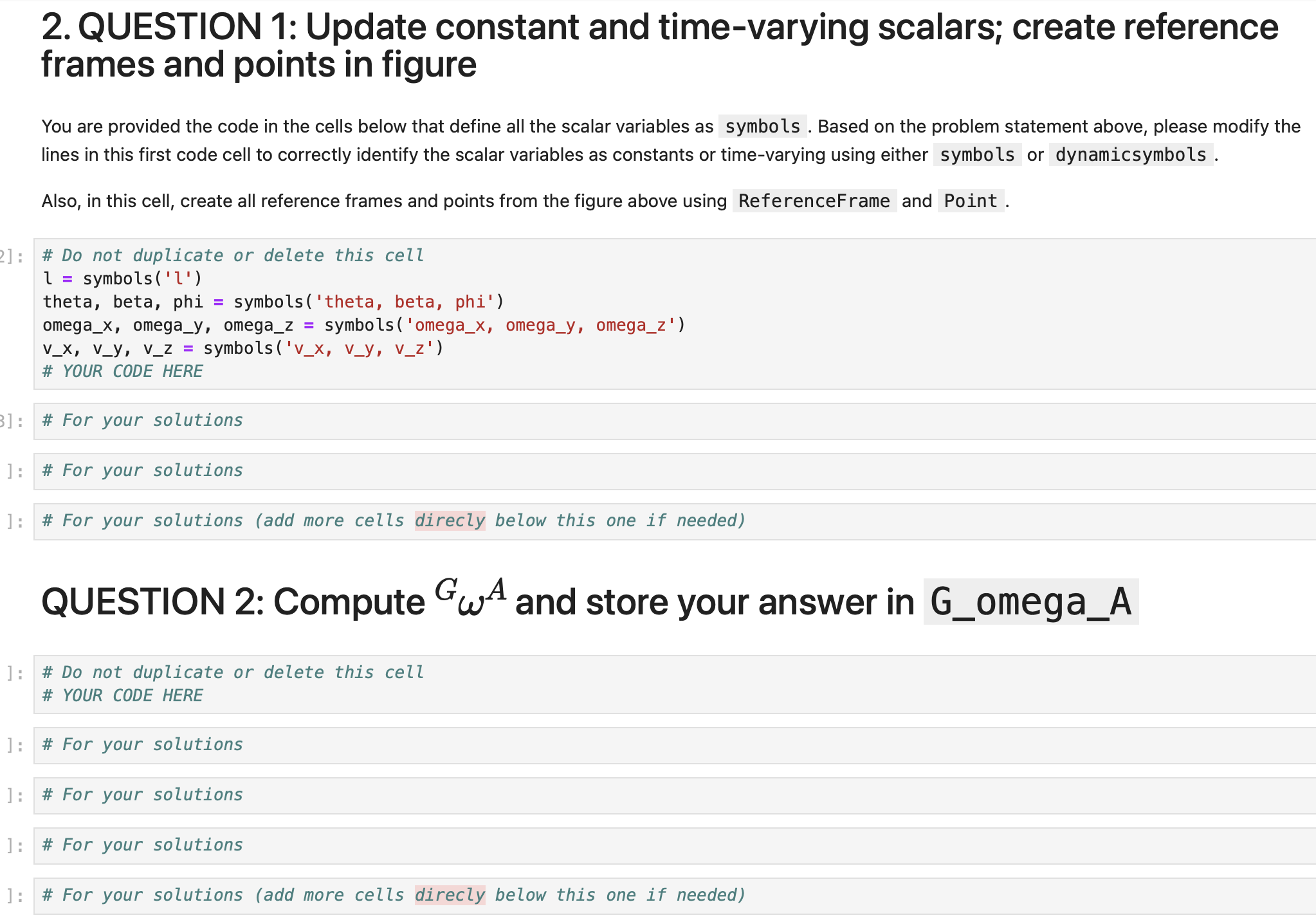 Solved frames and points in figure You are provided the code | Chegg.com