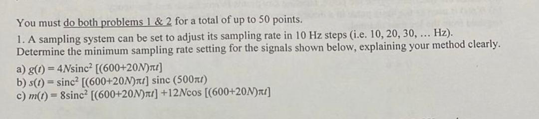 Solved You must do both problems 1 \& 2 for a total of up to | Chegg.com