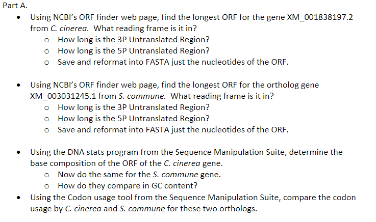 Solved - Using NCBI's ORF finder web page, find the longest | Chegg.com