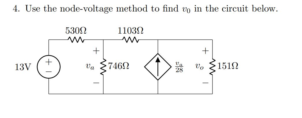 Solved 4. Use the node-voltage method to find v0 in the | Chegg.com