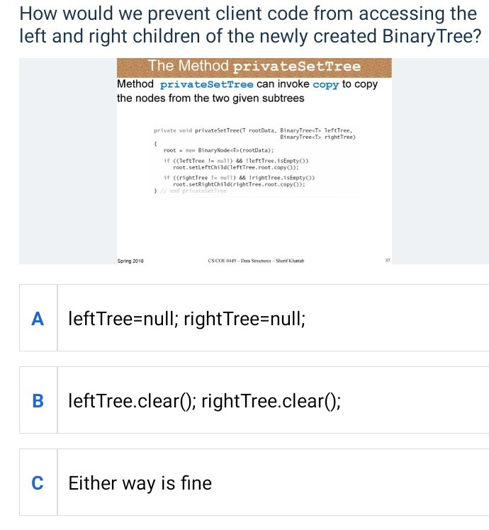 Solved How would we prevent client code from accessing the | Chegg.com