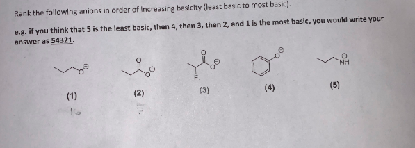 Solved Rank the following anions in order of increasing | Chegg.com