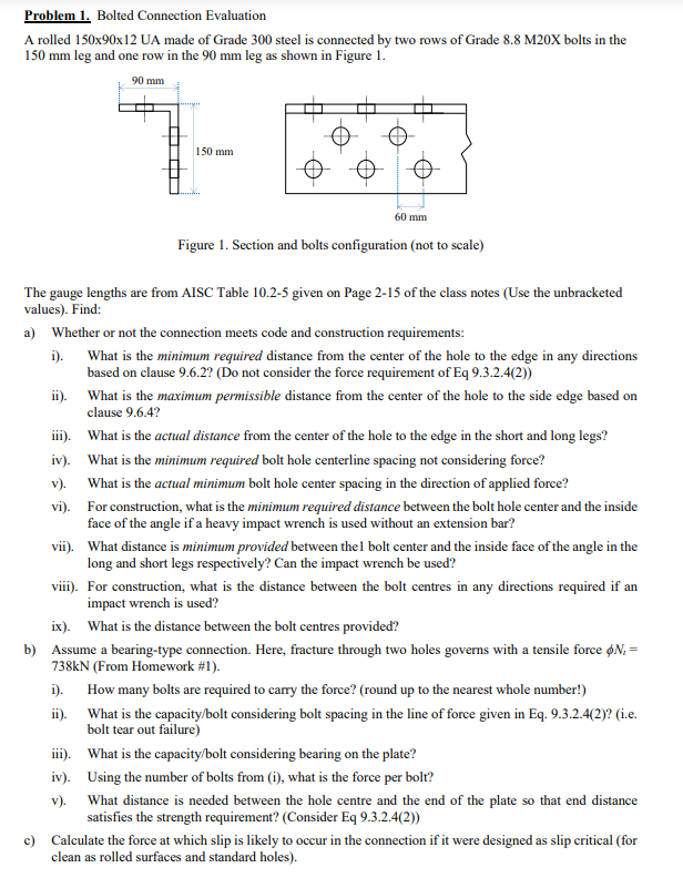 Problem 1. Bolted Connection Evaluation A rolled | Chegg.com