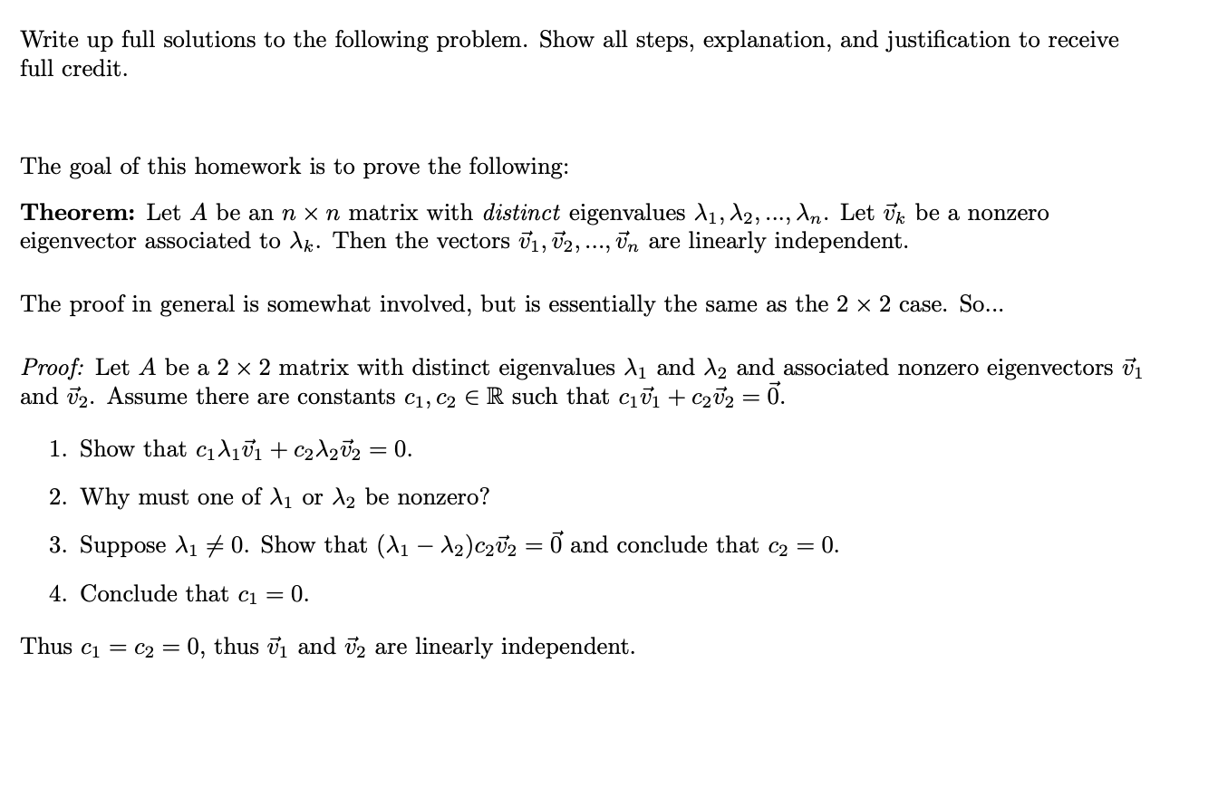 Solved Write up full solutions to the following problem. | Chegg.com