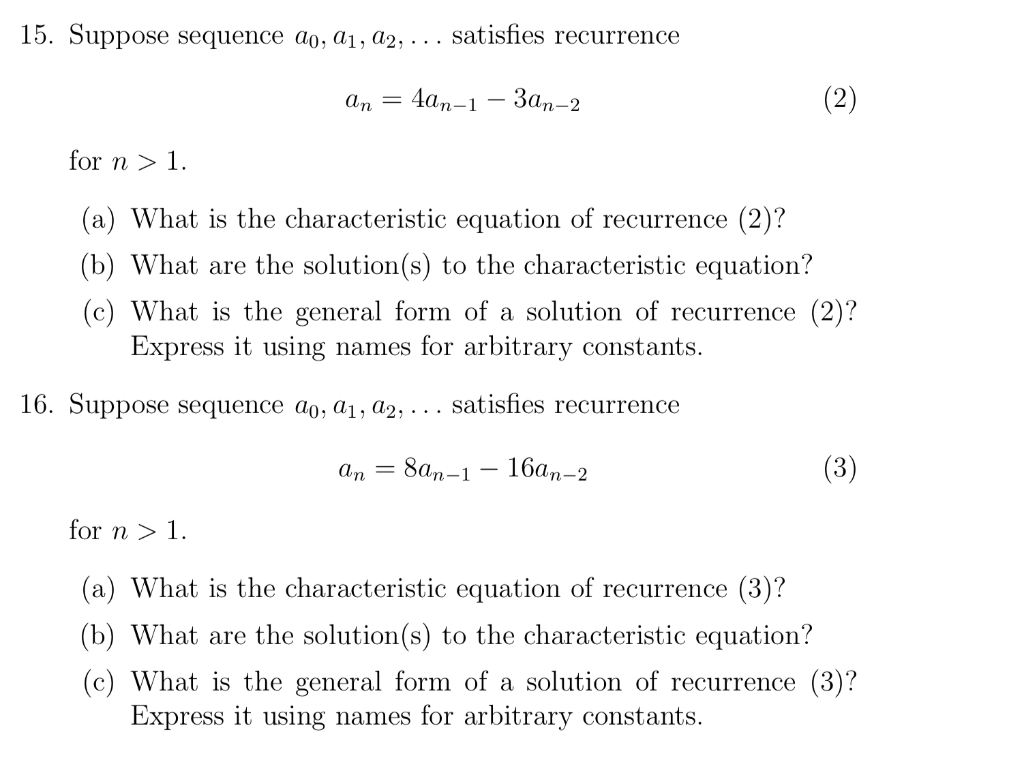 Solved 15. Suppose sequence do, 21, 22, ... satisfies | Chegg.com