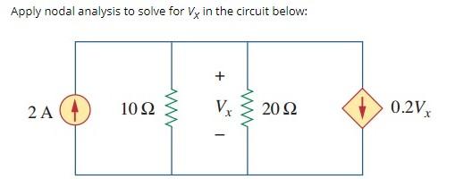 Solved Apply nodal analysis to solve for VX in the circuit | Chegg.com