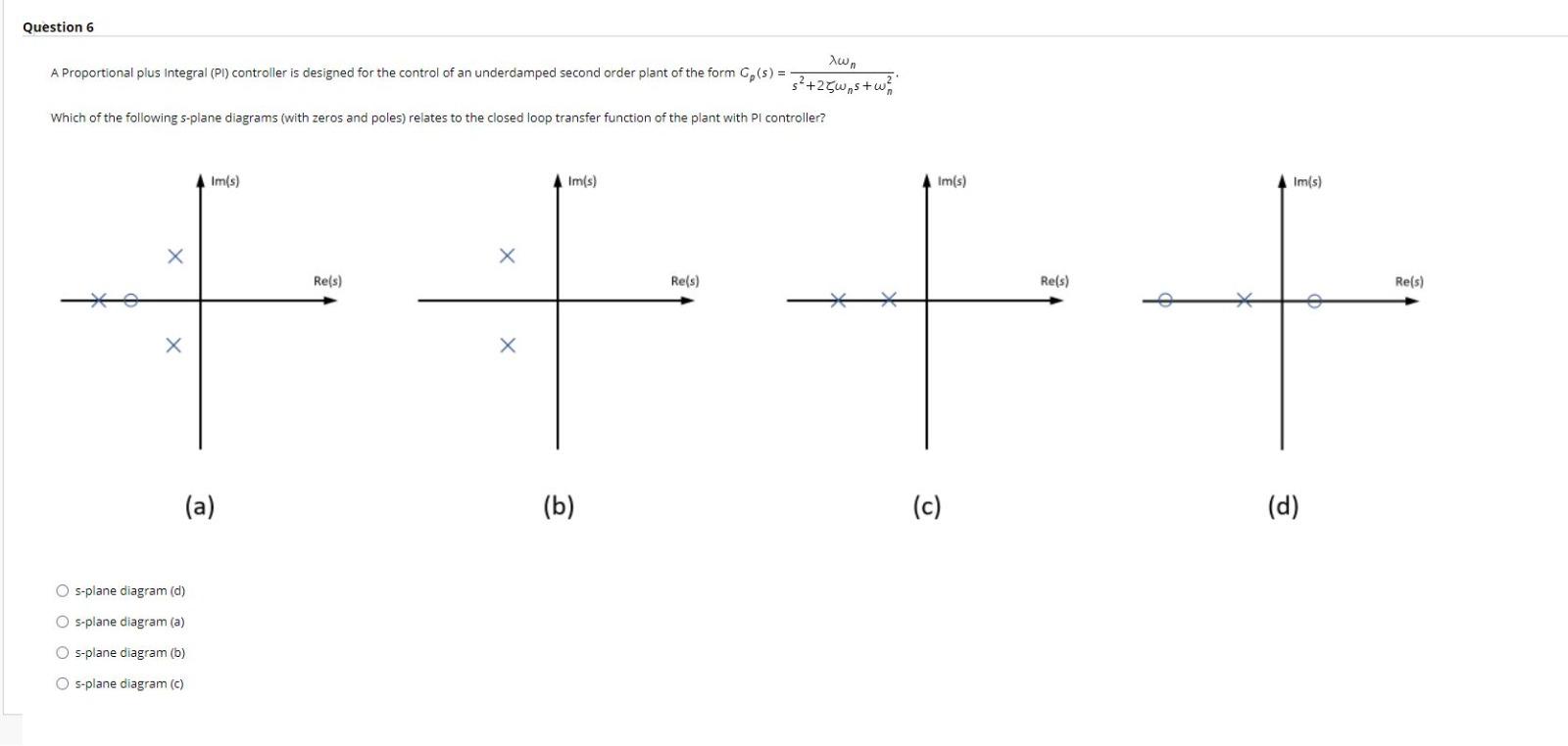 Solved Question 6 λω, A Proportional plus Integral (PI) | Chegg.com