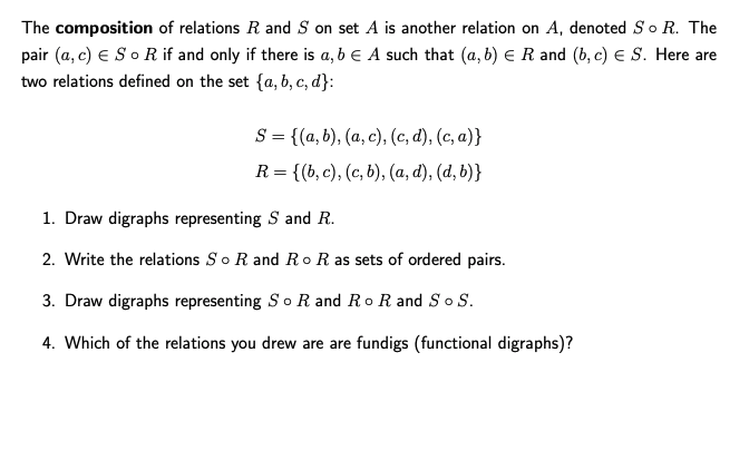 Solved The composition of relations R and S on set A is | Chegg.com