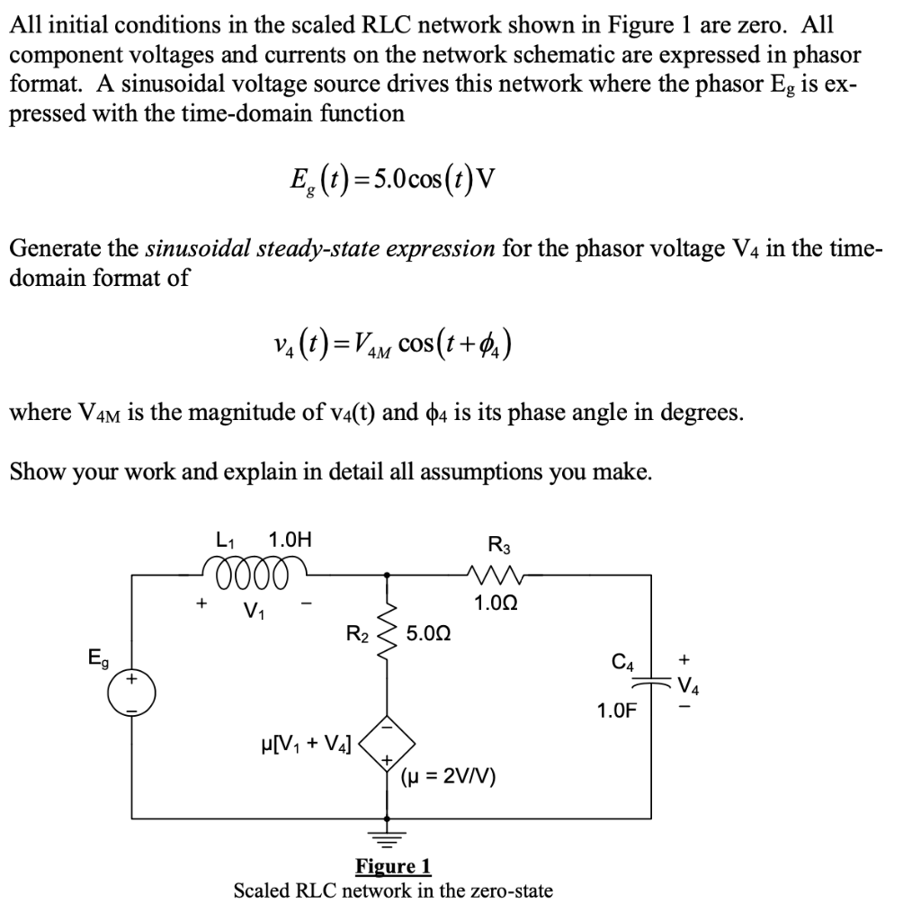 Solved All initial conditions in the scaled RLC network | Chegg.com
