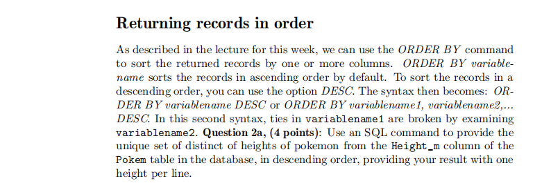 Solved Returning records in order As described in the | Chegg.com