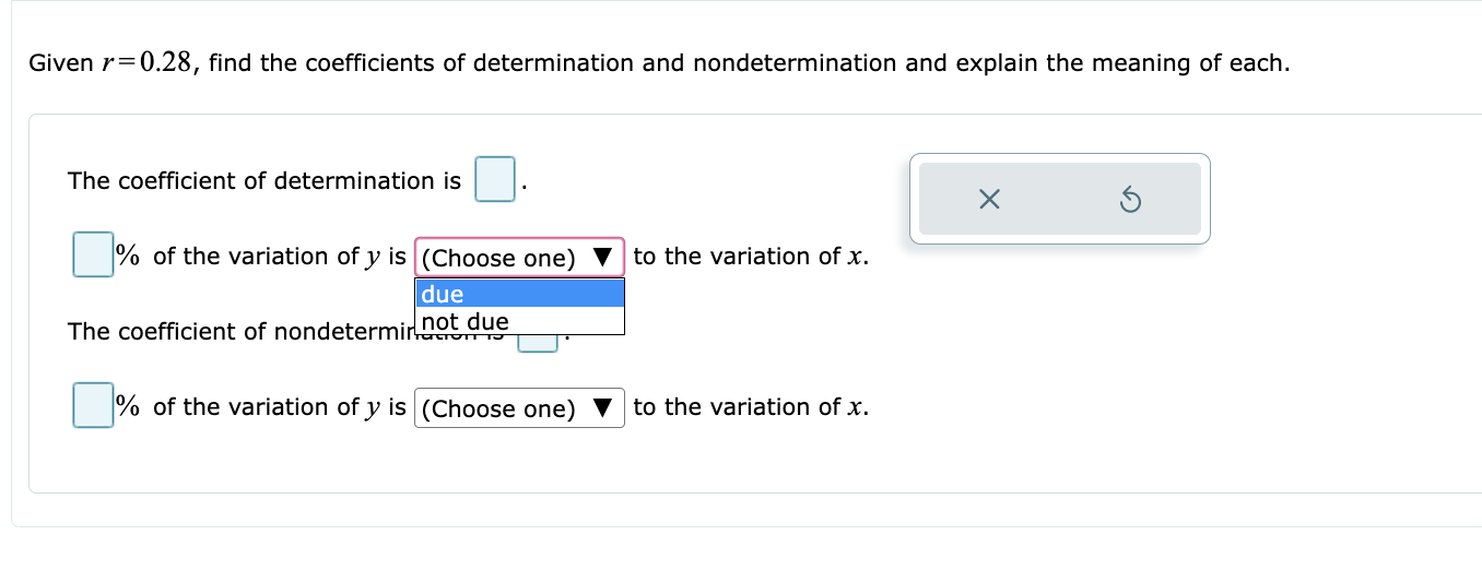 Solved Given r=0.28, find the coefficients of determination | Chegg.com