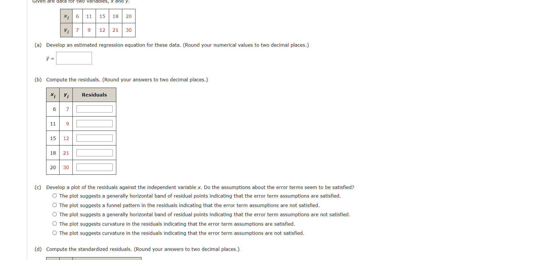 Solved (a) Develop an estimated regression equation for | Chegg.com