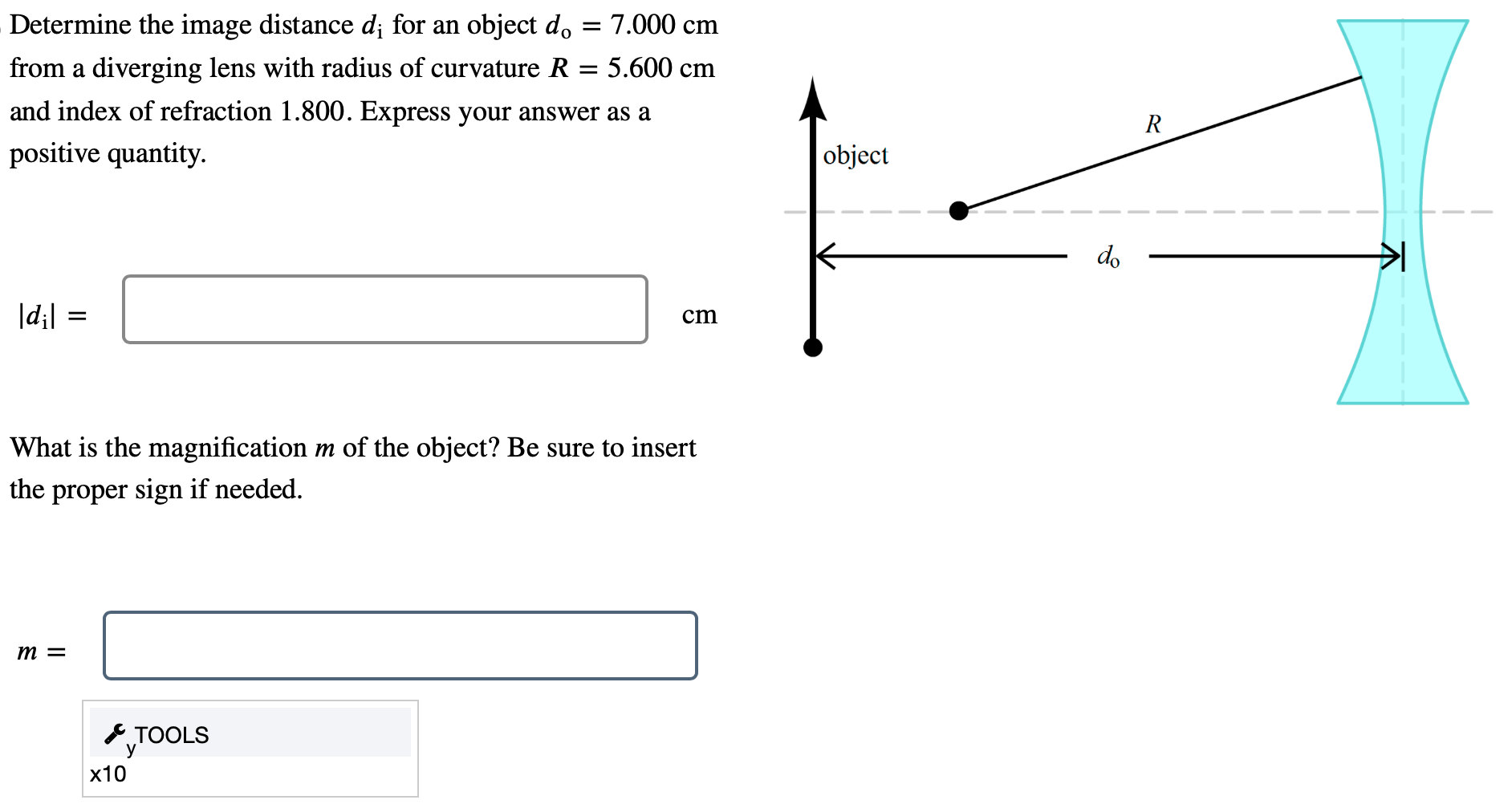 Solved Determine the image distance di for an object | Chegg.com