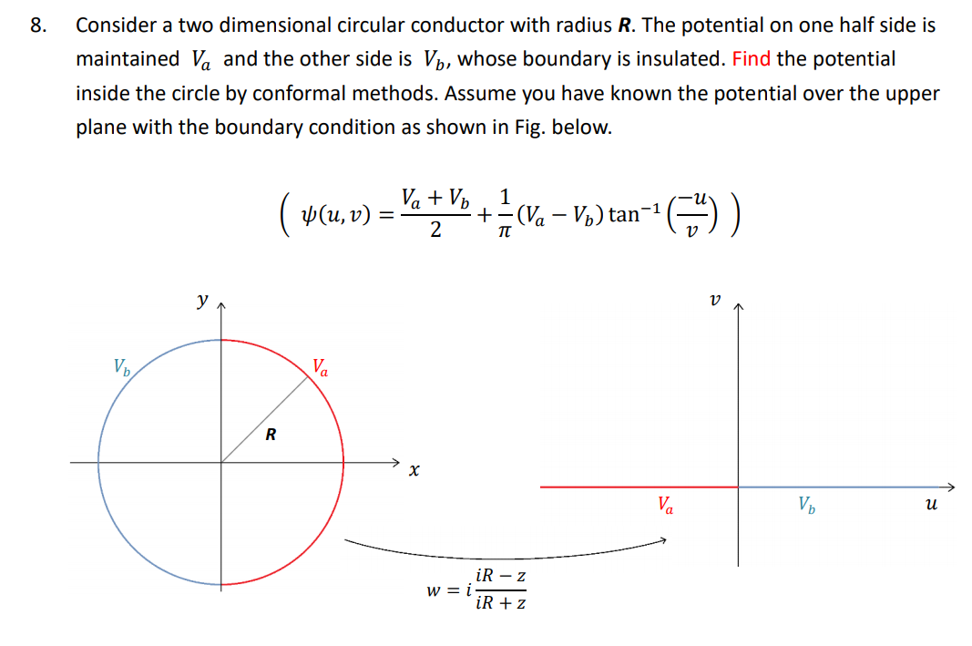 Solved 8. Consider a two dimensional circular conductor with | Chegg.com