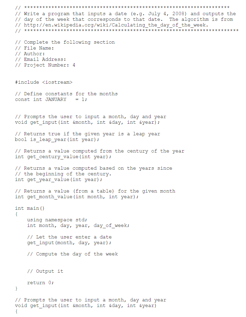 Solved 4. Write a program that inputs a date (for example, | Chegg.com