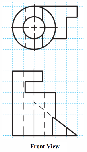 Solved Given the front and the top views for an object. Draw | Chegg.com