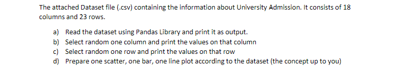 The attached Dataset file (.csv) containing the | Chegg.com