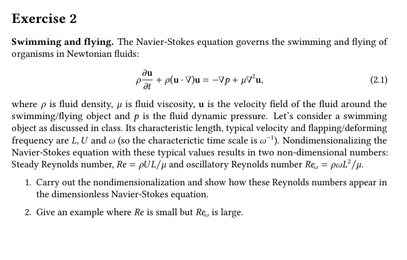 Solved Swimming and flying. The Navier-Stokes equation | Chegg.com