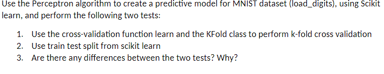 Use the Perceptron algorithm to create a predictive | Chegg.com
