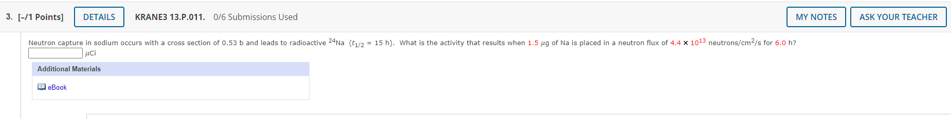 Solved ∫μCi Additional Materials eBook | Chegg.com