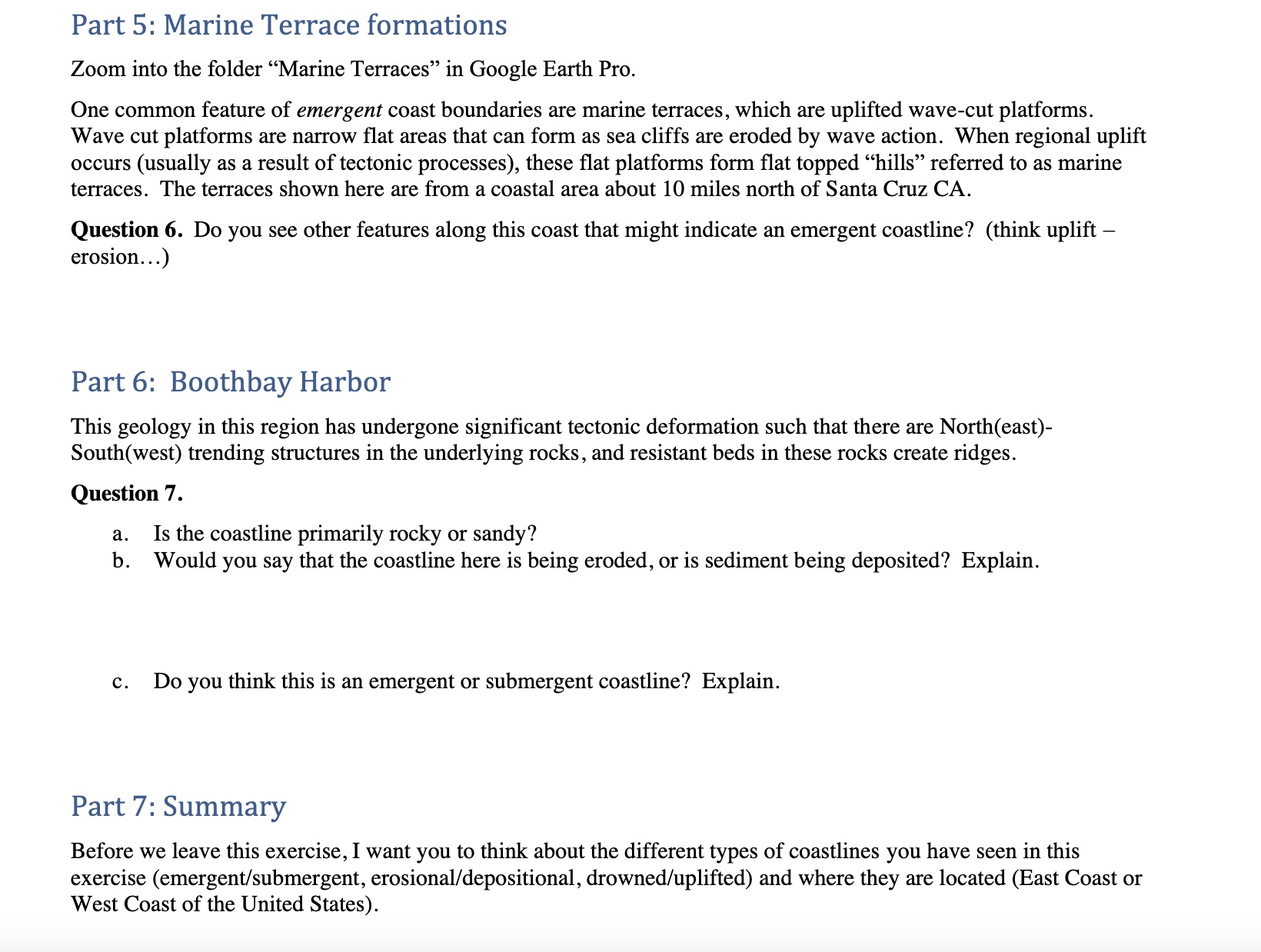Solved Part 5: Marine Terrace formationsZoom into the folder | Chegg.com