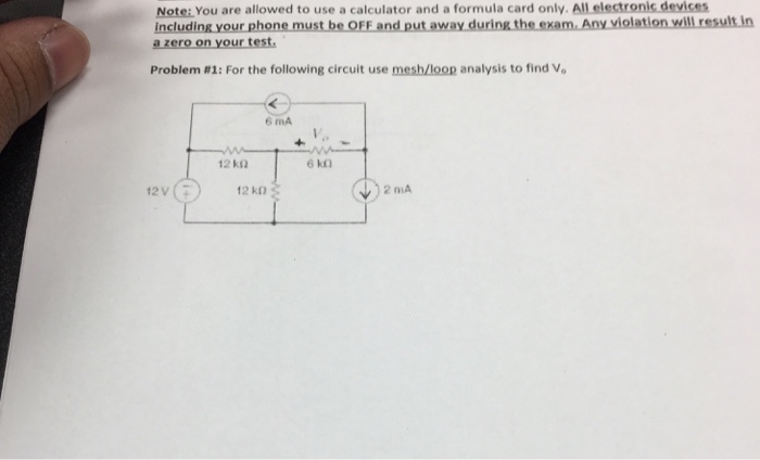 Solved For the following circuit use mesh/loop analysis to | Chegg.com