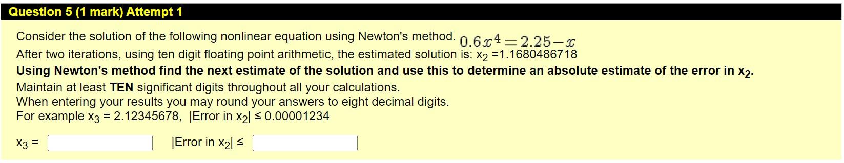 Solved Consider the solution of the following nonlinear | Chegg.com