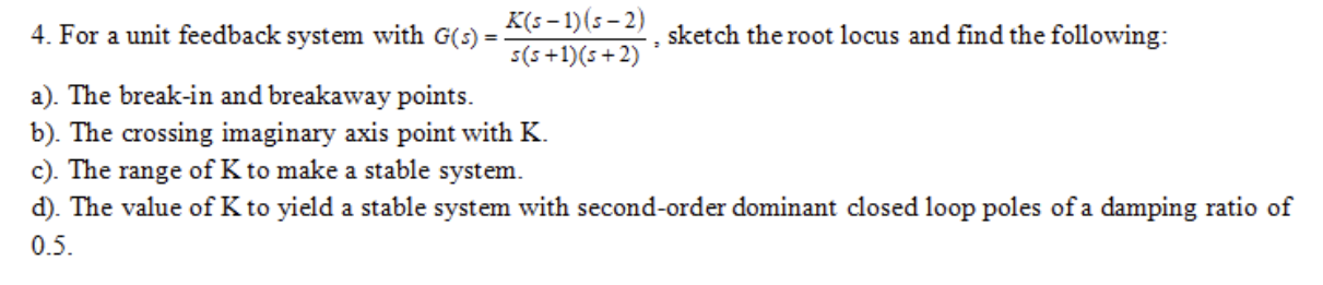 Solved 4. For a unit feedback system with | Chegg.com