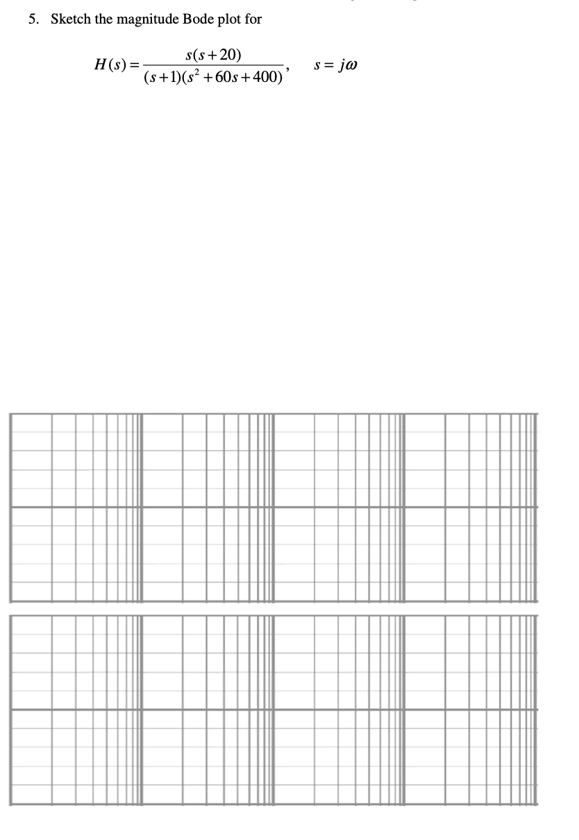Solved 5. Sketch the magnitude Bode plot for | Chegg.com