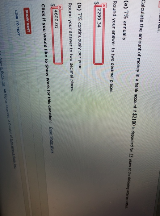 Solved Calculate the amount of money in a bank account if | Chegg.com