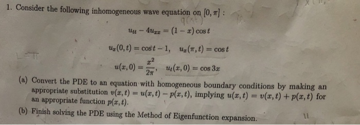 Solved 1. Consider the following inhomogeneous wave equation | Chegg.com
