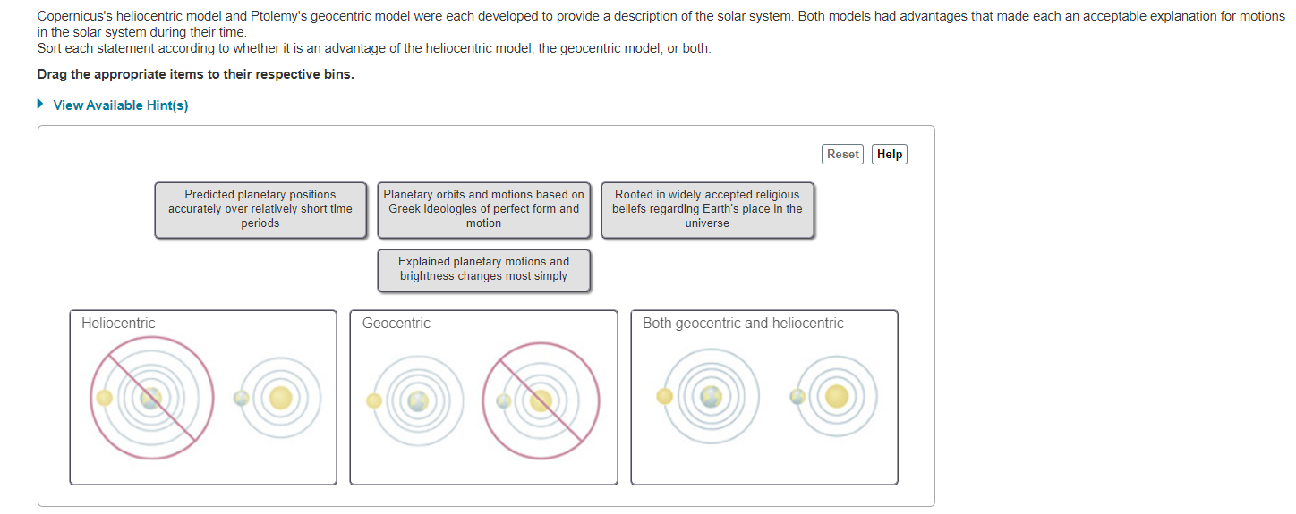 Solved Copernicus's heliocentric model and Ptolemy's | Chegg.com