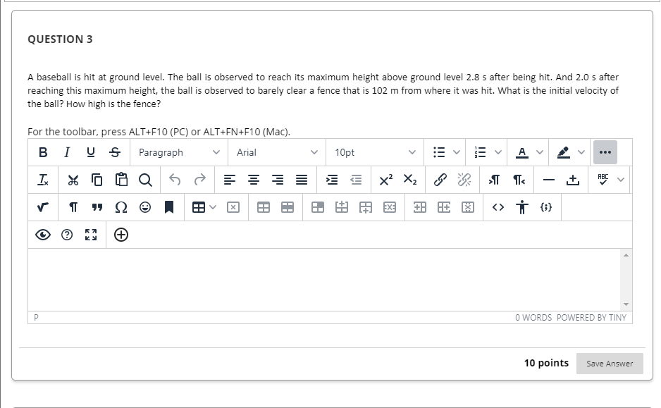 Solved QUESTION 3 A baseball is hit at ground level. The | Chegg.com