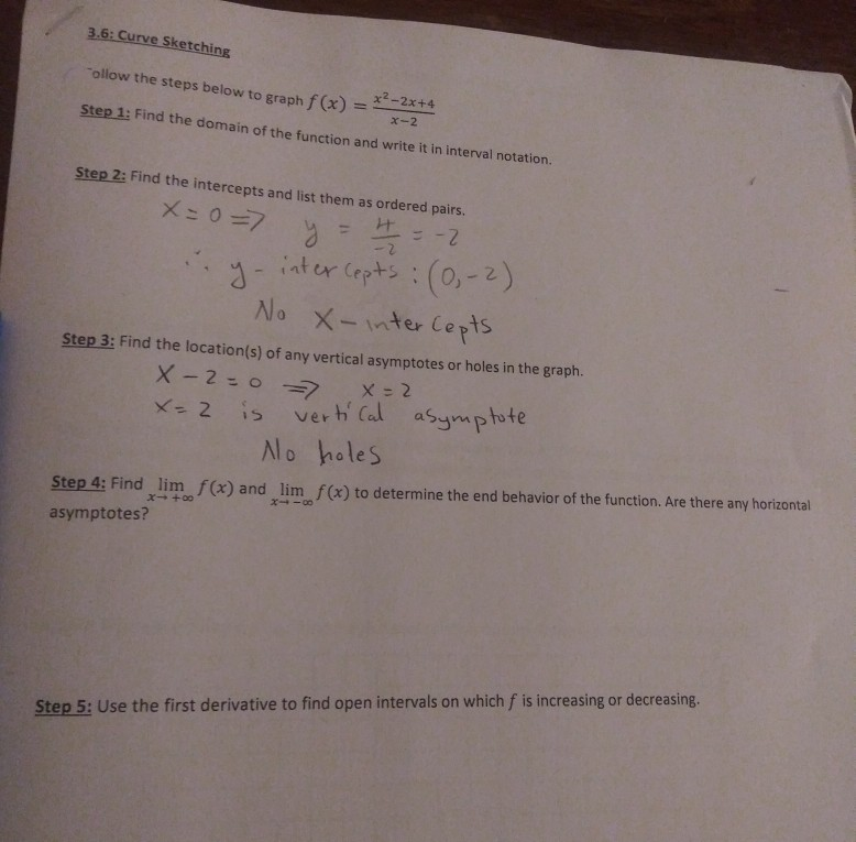 Solved 3.6: Curve Sketching Collow the steps below to graph | Chegg.com