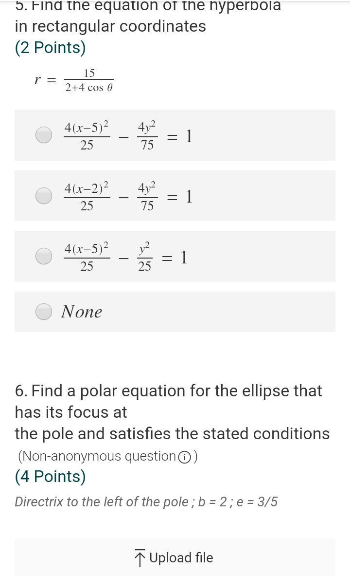 Solved 5. Find the equation of the hyperbola in rectangular | Chegg.com