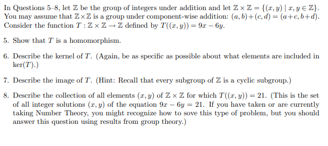 Solved letZbe the group of integers under addition and | Chegg.com