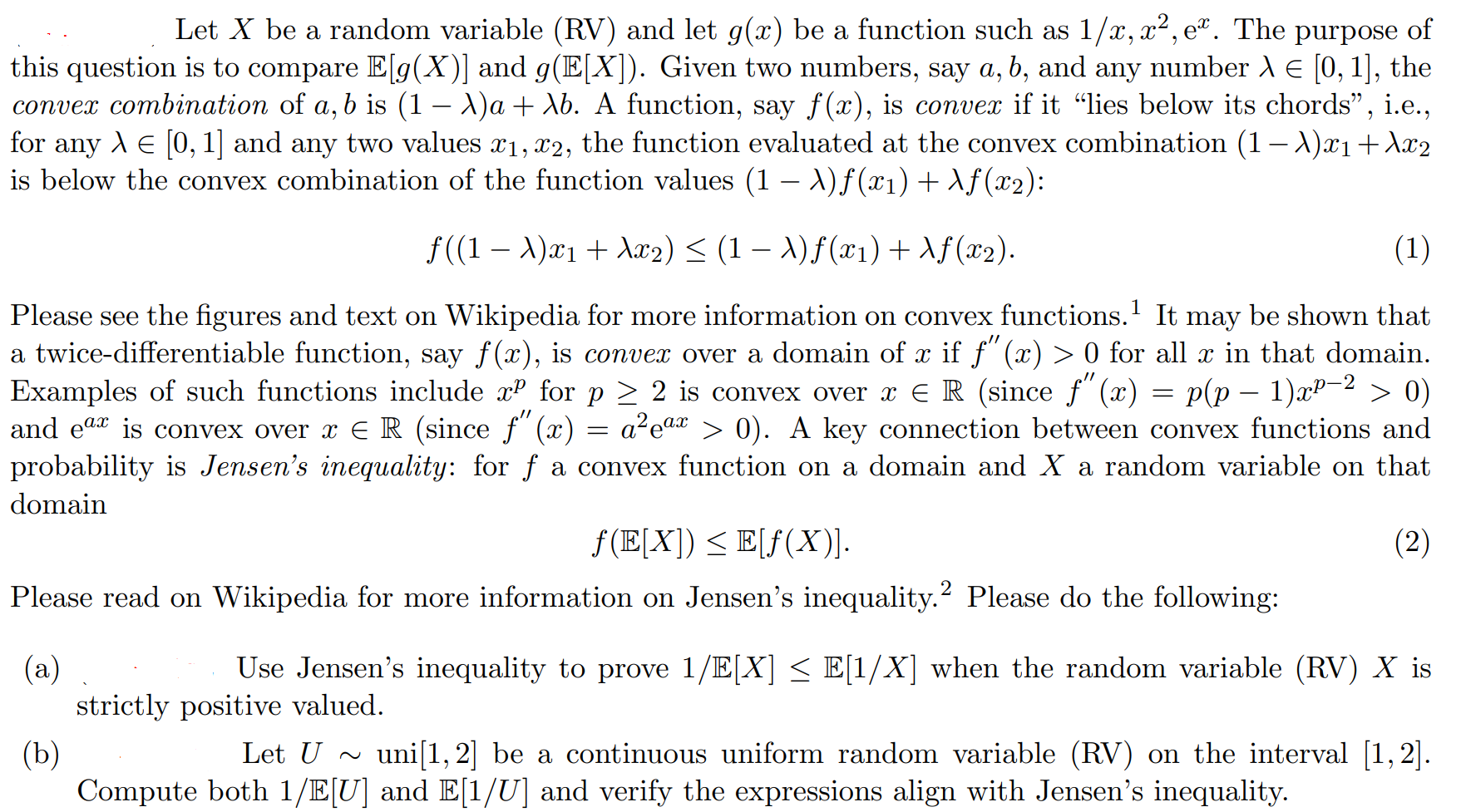 Let X be a random variable (RV) and let g(x) be a | Chegg.com