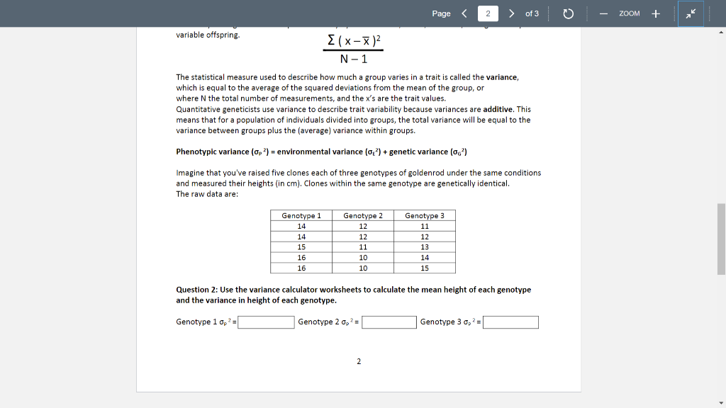 Solved Use the variance calculator worksheets to calculate | Chegg.com