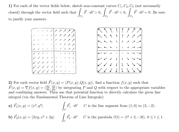 Solved 1) For each of the vector fields below, sketch | Chegg.com
