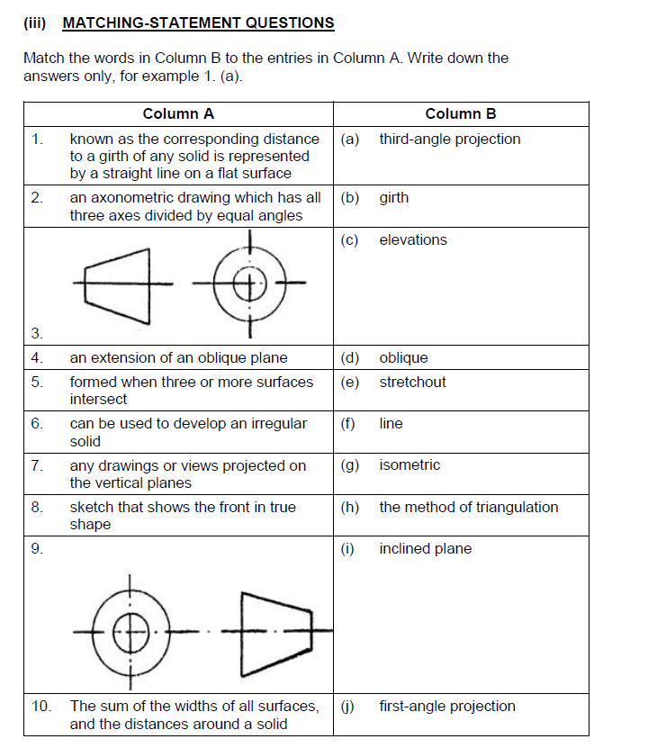 Solved (iii) MATCHING-STATEMENT QUESTIONS Match the words in | Chegg.com