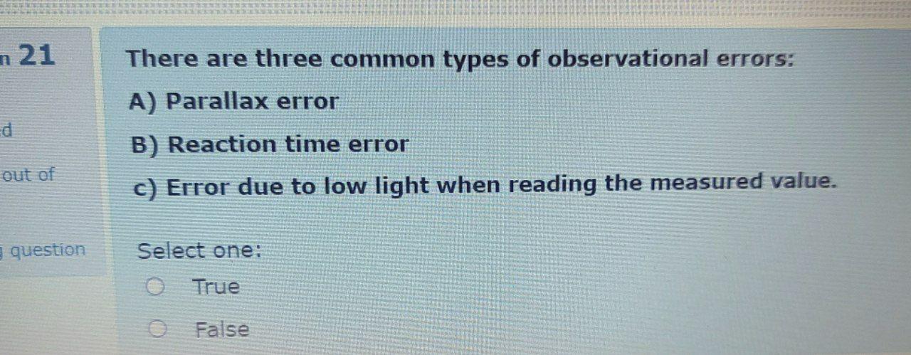 Solved n 21 There are three common types of observational | Chegg.com