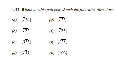 Solved 3.33 Within a cubic unit cell, sketch the following | Chegg.com