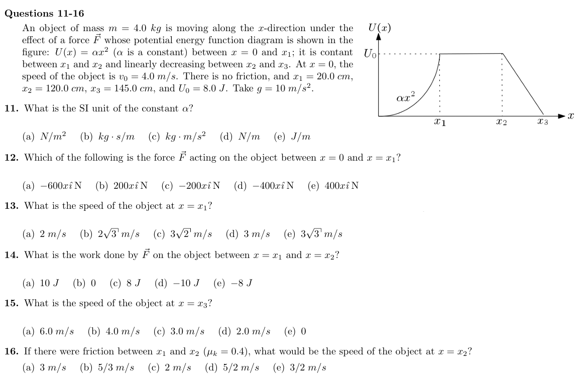 Solved Questions 11 16an object Of mass M 4 0kg Is moving