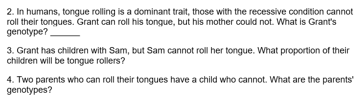 Solved 2 In Humans Tongue Rolling Is A Dominant Trait