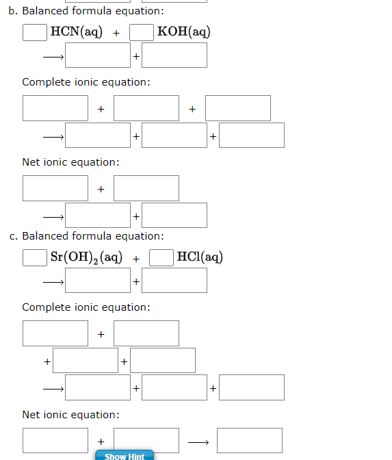 Solved Vrite the balanced formula, complete ionic, and net | Chegg.com