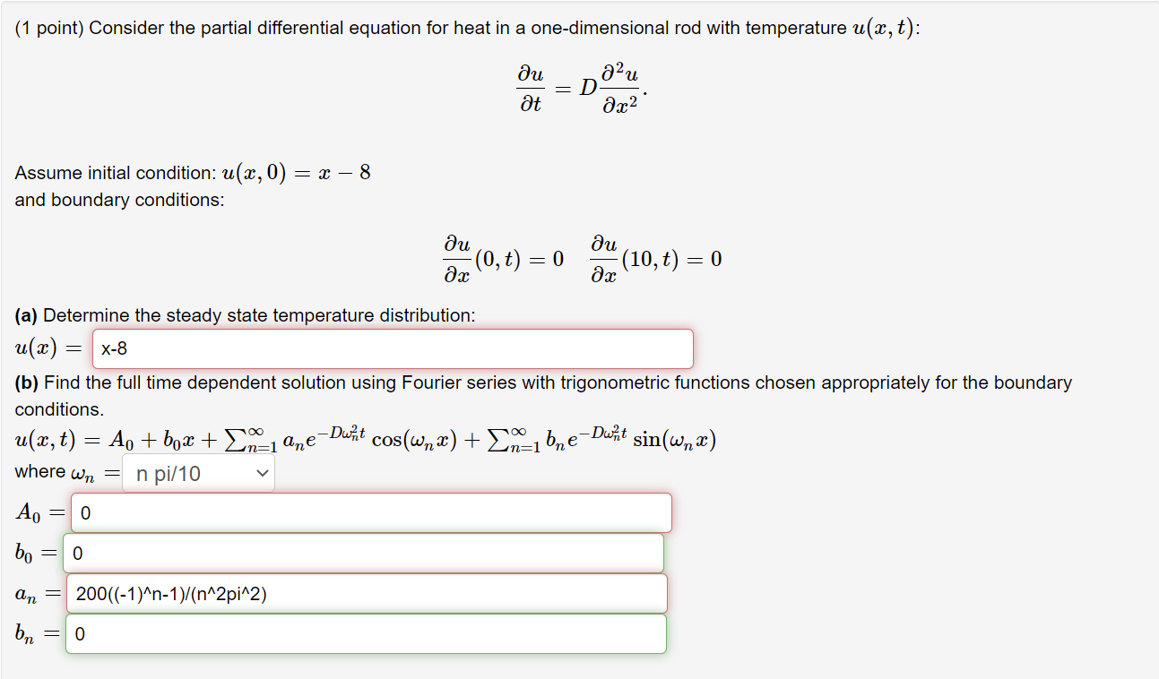 Solved (1 point) Consider the partial differential equation | Chegg.com