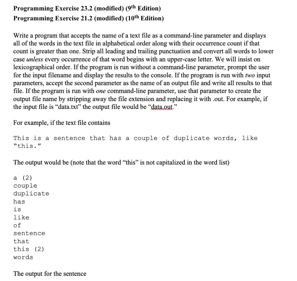 Solved Programming Exercise 23.2 (modified) (9th Edition) | Chegg.com