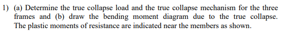 Solved 1) (a) Determine the true collapse load and the true | Chegg.com